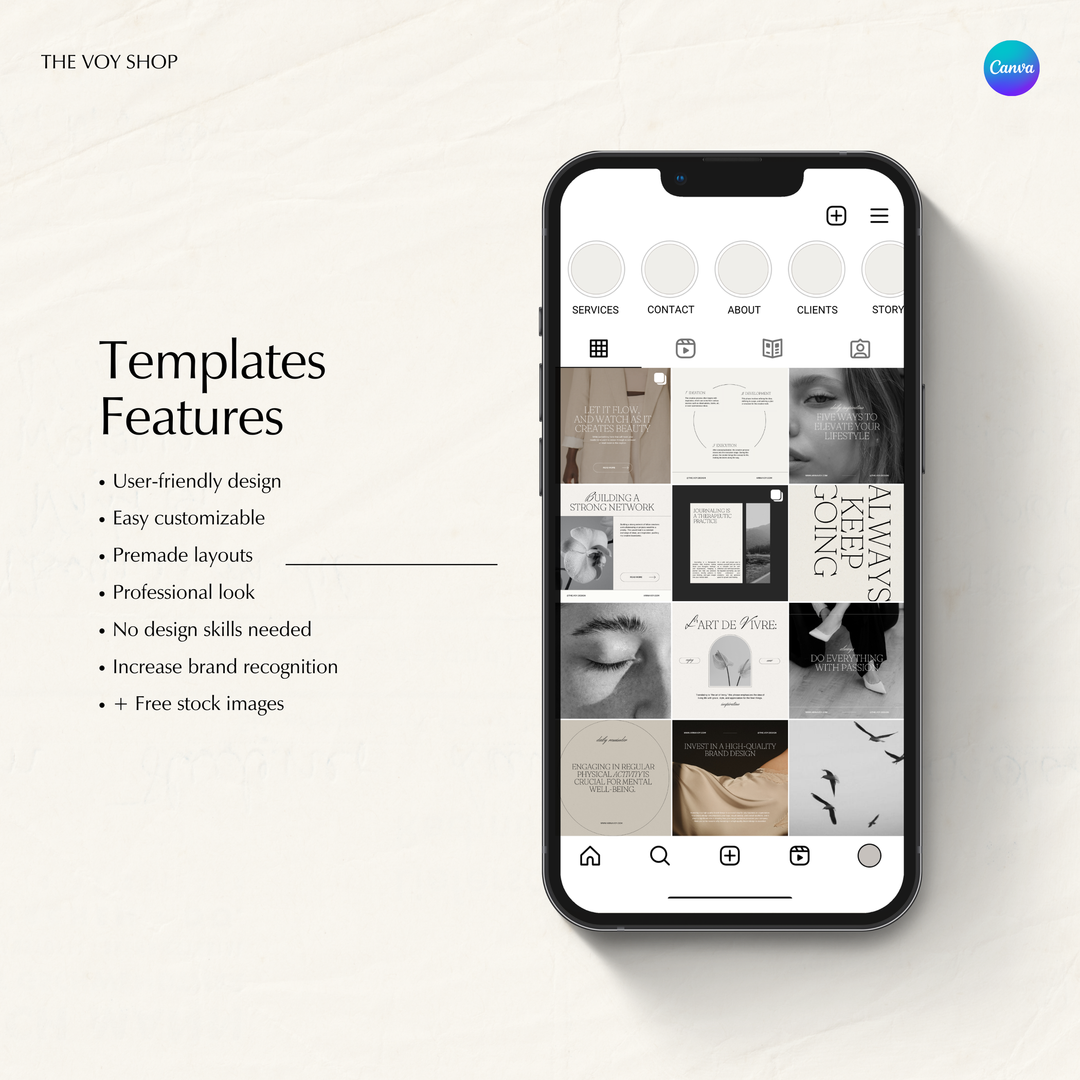 Vanilla Instagram Canva Templates – The Voy Shop