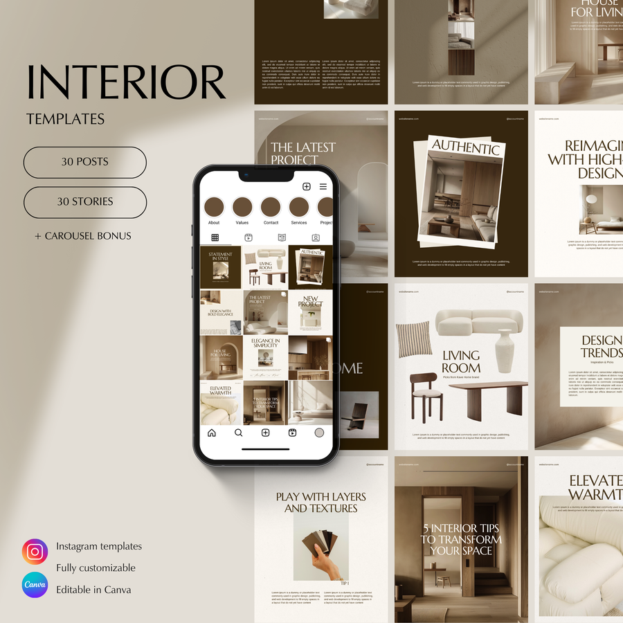 Interior Instagram Canva Templates Pack – The Voy Shop