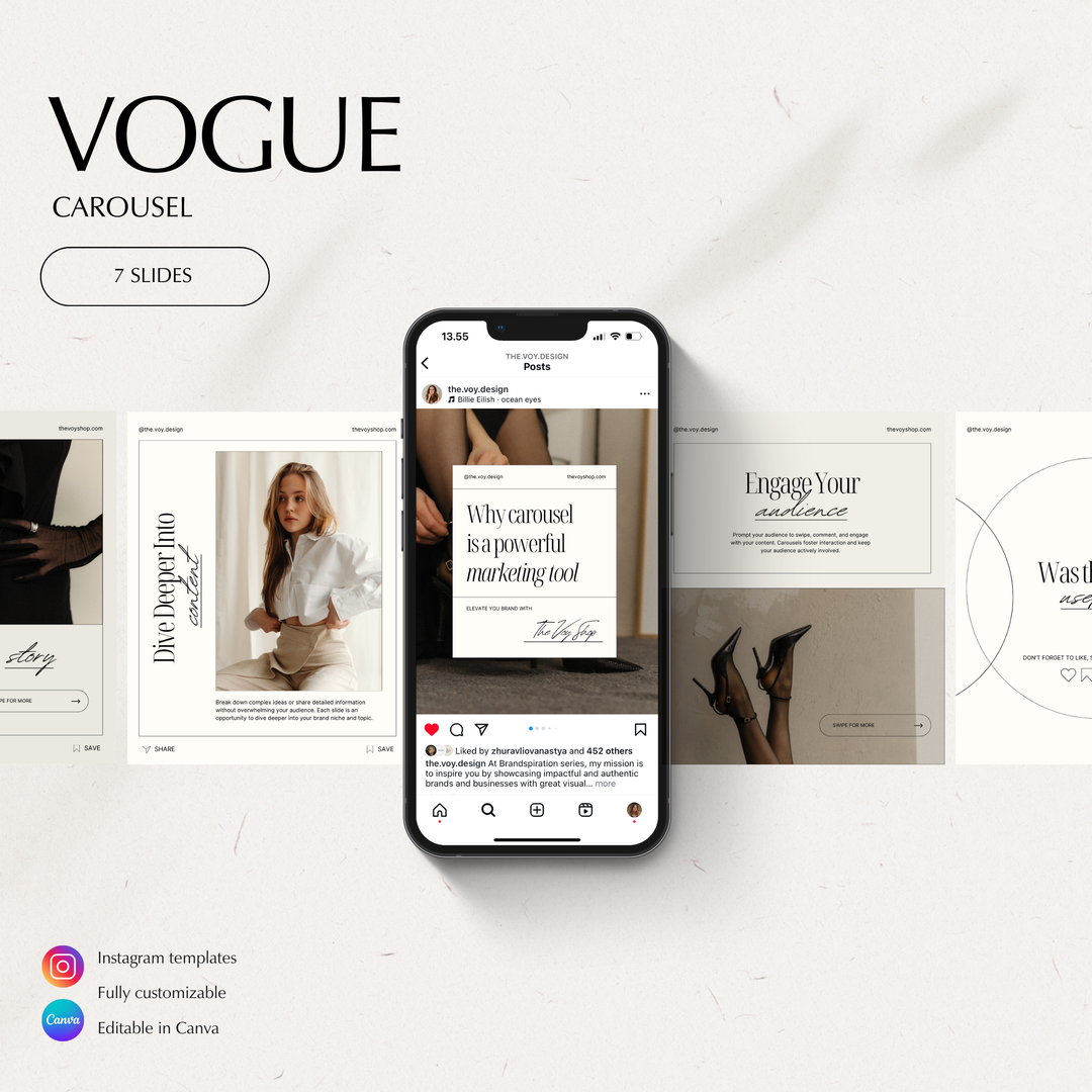Vogue Carousel Instagram Canva Templates – The Voy Shop